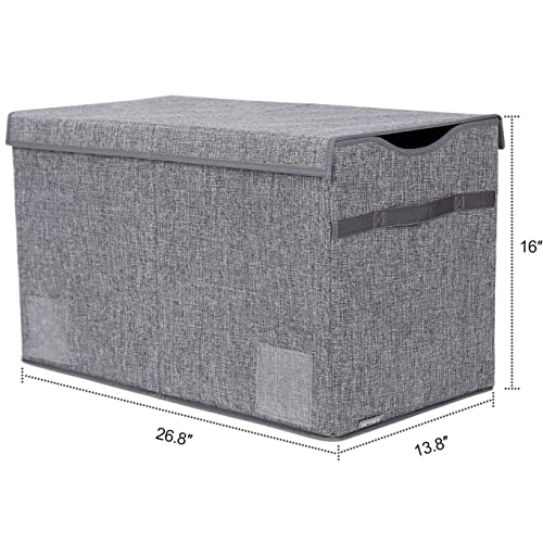 VICTOR'S Foldable Large Toy Chest with Flip-Top Lid, Decorative Holders Storage Boxes Container Bins with Durable Handles for Home Organization(C-TBX-DARK-GREY)