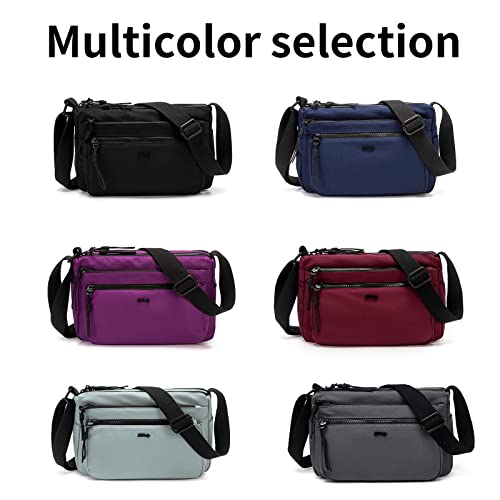 ETidy Casual Nylon Shoulder Bag For Women Waterproof Lightweight Bookbag Crossbody Purse Hobo Bag(Black)