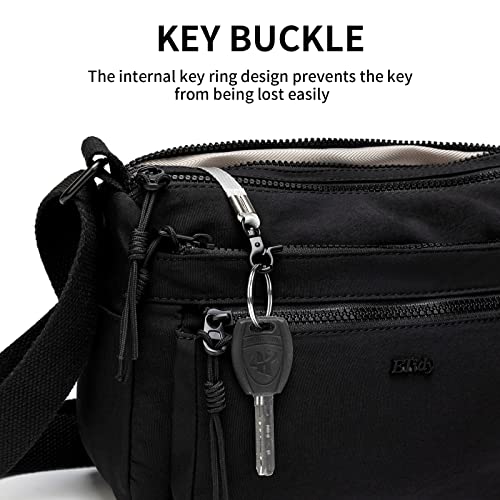 ETidy Casual Nylon Shoulder Bag For Women Waterproof Lightweight Bookbag Crossbody Purse Hobo Bag(Black)