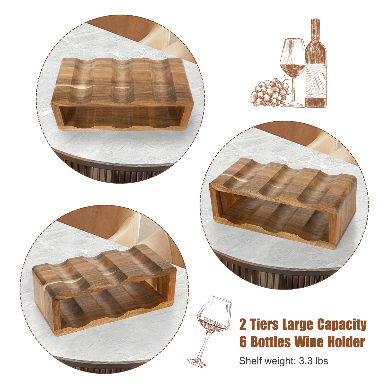 Jotboom Wine Rack Countertop 14-Bottle Wine Rack Wood Wine Bottle Holder Stand Free Standing 4-Tier Wine Storage Wine Shelf Organizer Perfect for Home Décor Bar Gifts