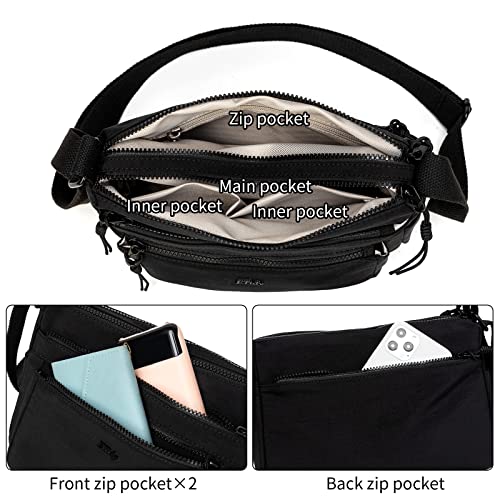 ETidy Casual Nylon Shoulder Bag For Women Waterproof Lightweight Bookbag Crossbody Purse Hobo Bag(Black)