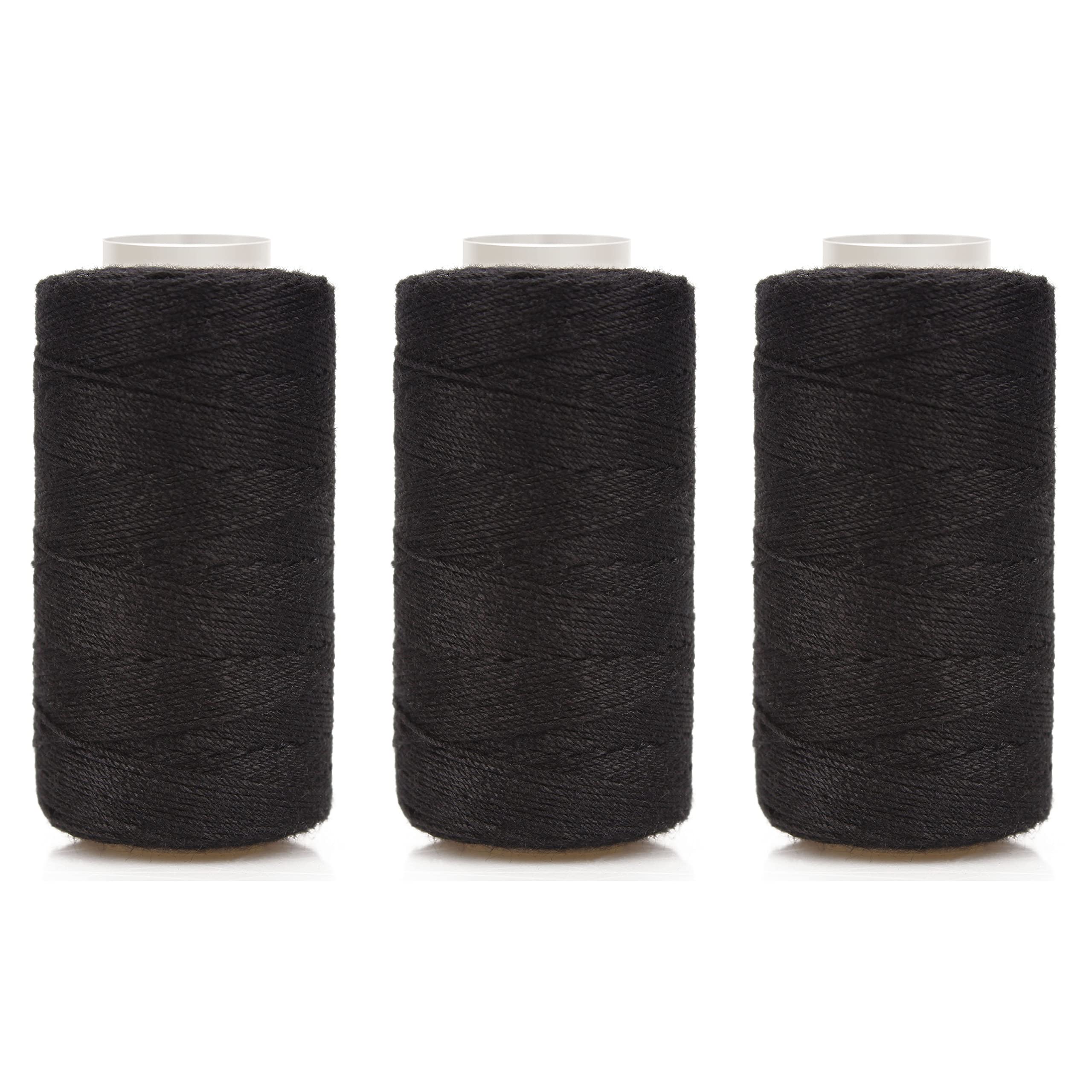 Ryalan Weaving Needle Combo Deal Black Thread with 10pcs Needle for Making Wig Sewing Hair Weft Hair Weave Extension, Big Medium and Small C J Shape Curved Needle I Needle (3 Thread Black + 10 Needle)
