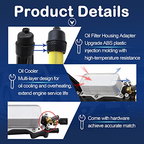 B.ZSSY Oil Filter Housing Adapter Engine Oil Cooler Assembly for 2014-2017 Jeep Wrangler Grand Cherokee Dodge Charger Journey Challenger Ram Chrysler 200 300 3.6L V6 for 68105583AF 68105583AE