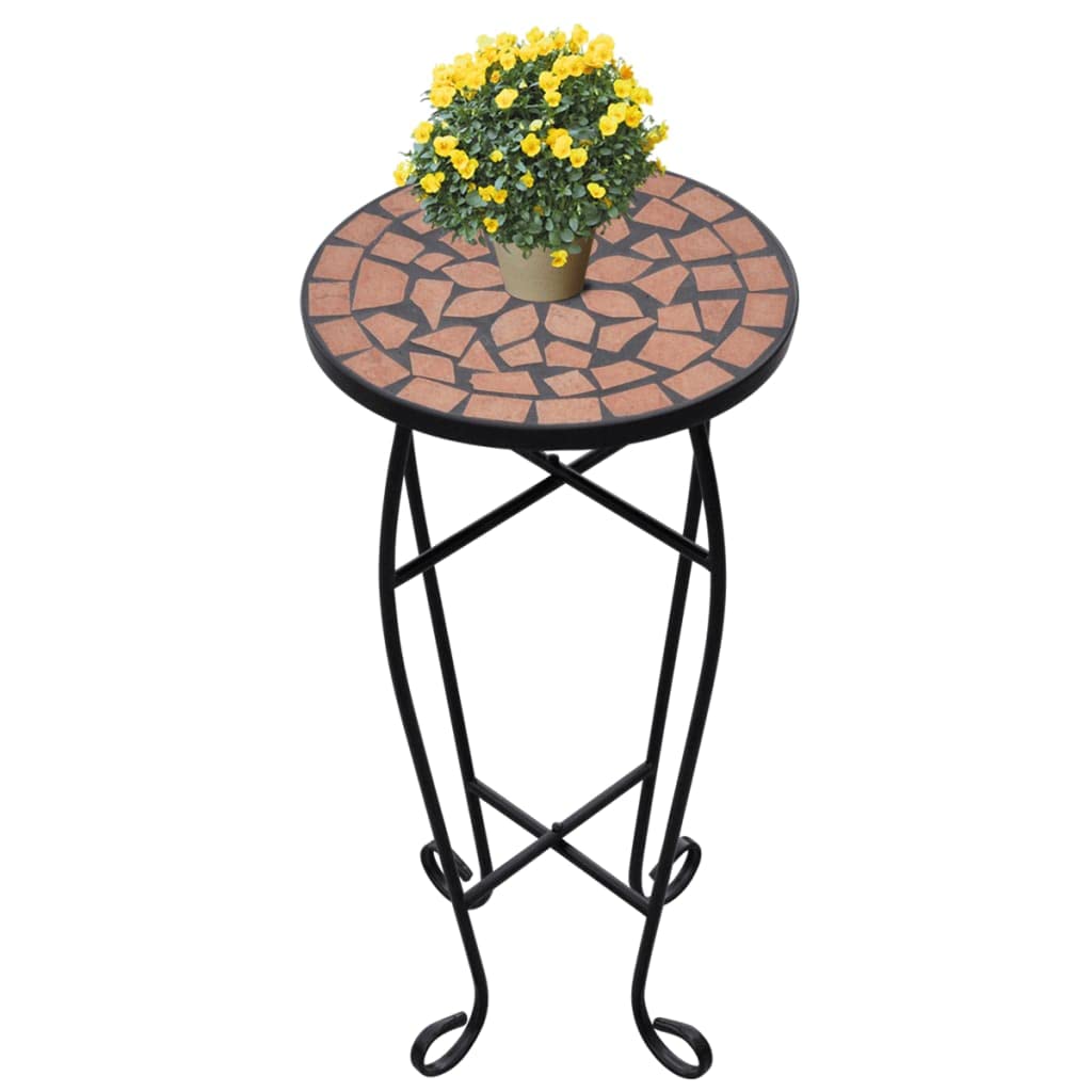 GOLINPEILO Mosaic Side Table Plant Table Terracotta