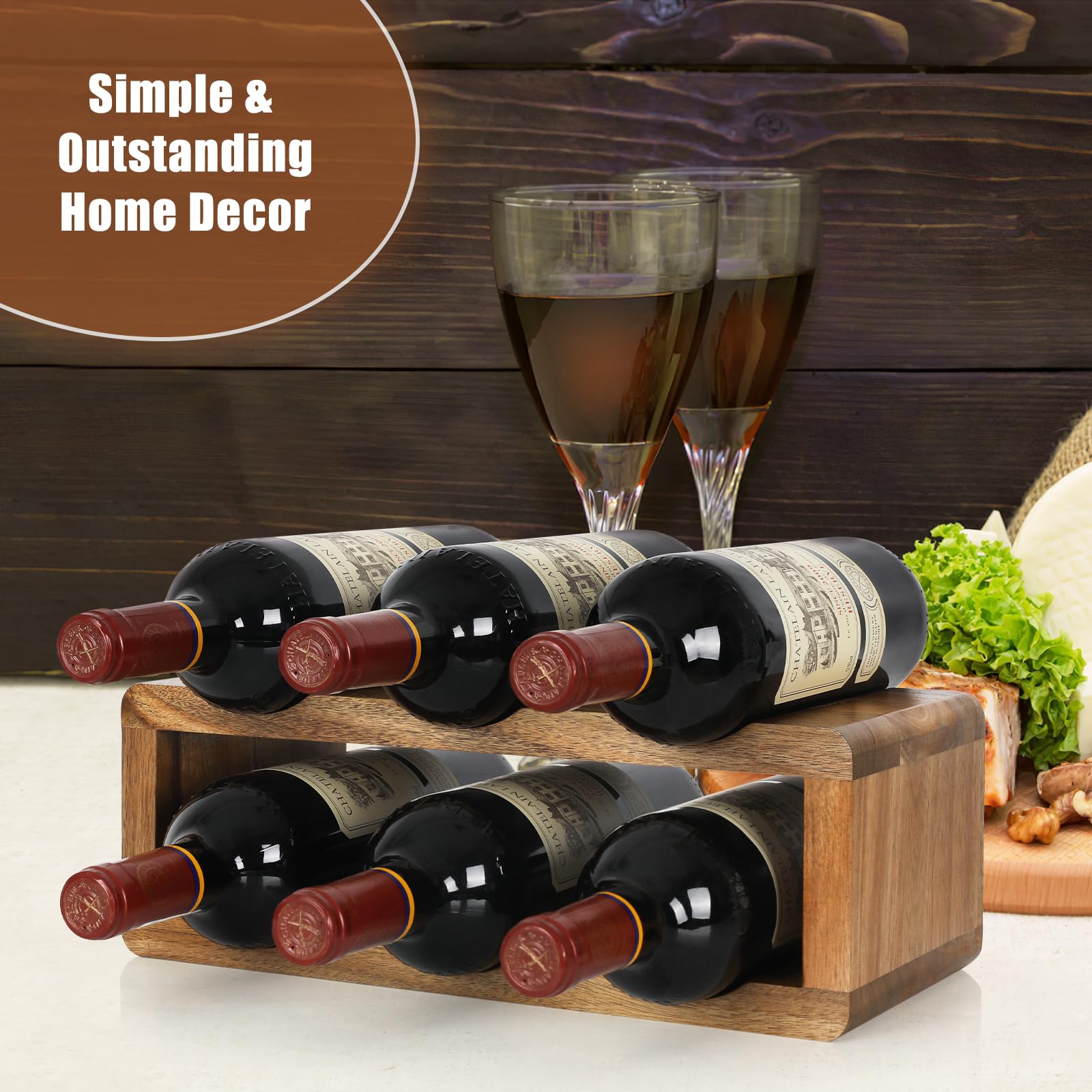 Jotboom Wine Rack Countertop 14-Bottle Wine Rack Wood Wine Bottle Holder Stand Free Standing 4-Tier Wine Storage Wine Shelf Organizer Perfect for Home Décor Bar Gifts