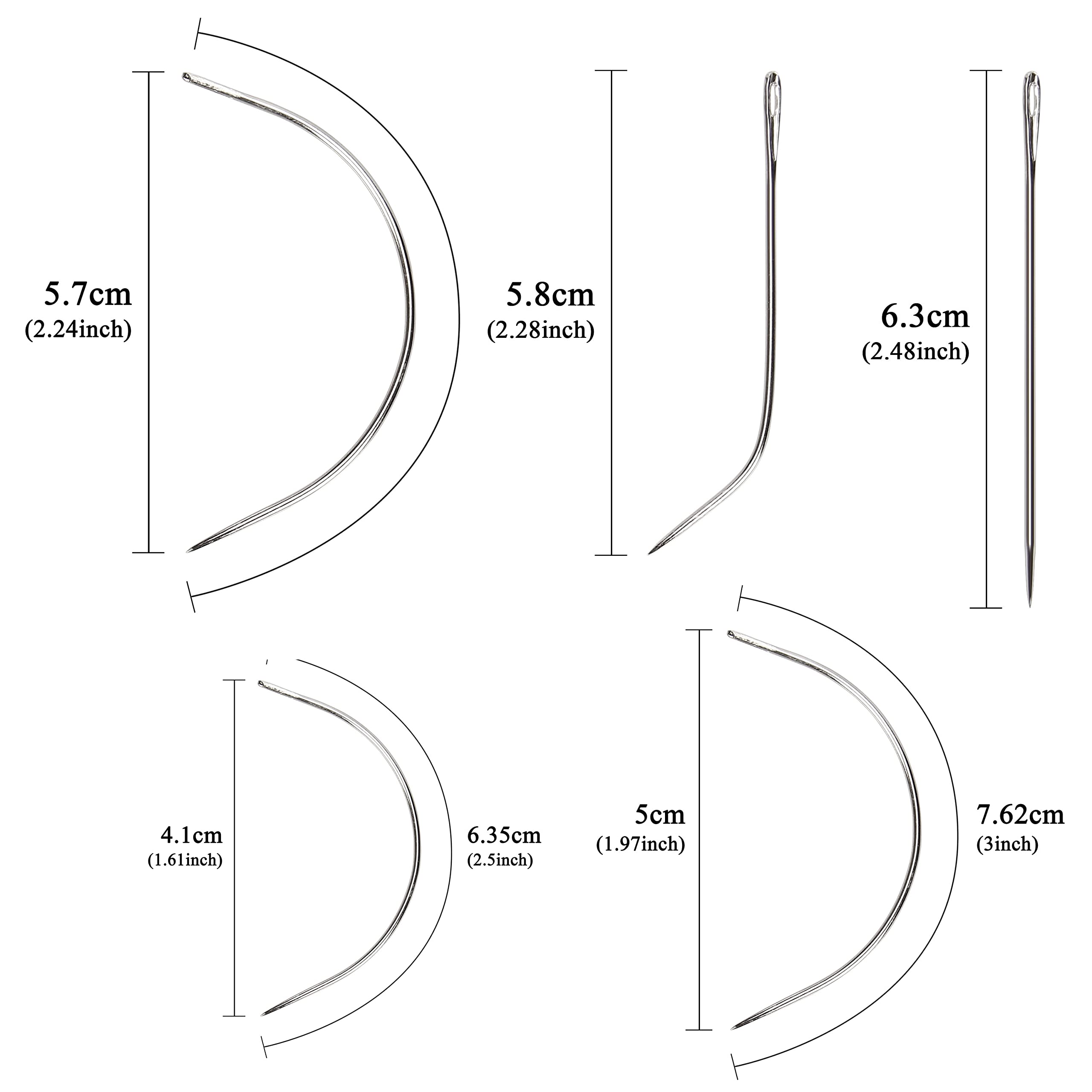 Ryalan Weaving Needle Combo Deal Black Thread with 10pcs Needle for Making Wig Sewing Hair Weft Hair Weave Extension, Big Medium and Small C J Shape Curved Needle I Needle (3 Thread Black + 10 Needle)