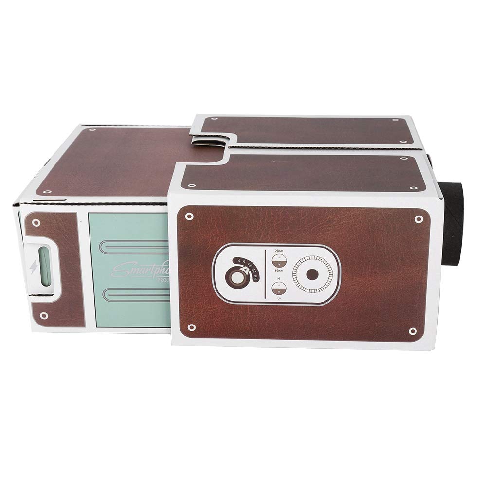 DIY Cardboard Smartphone Projector,ASHATA Second-Generation Mini DIY Home Portable Smart Mobile Phone Projector Home Cinema,Home Theater Phone Screen Magnifier Providing 8X Image Magnification