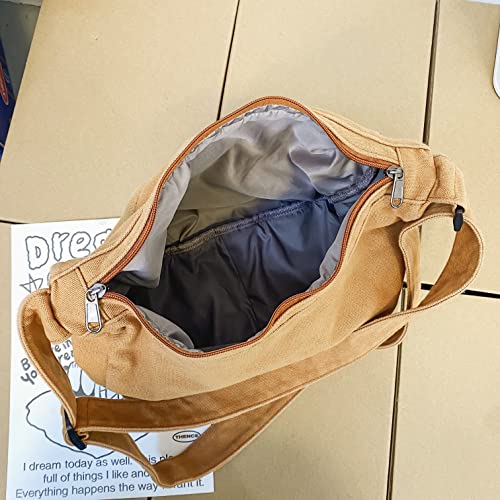 Canvas Casual Messenger Bag Hobo Crossbody Bag Canvas Shouder Tote Handbag for Women and Men, Green