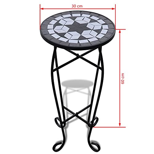 Aisifx Mosaic Side Table Plant Table Black White
