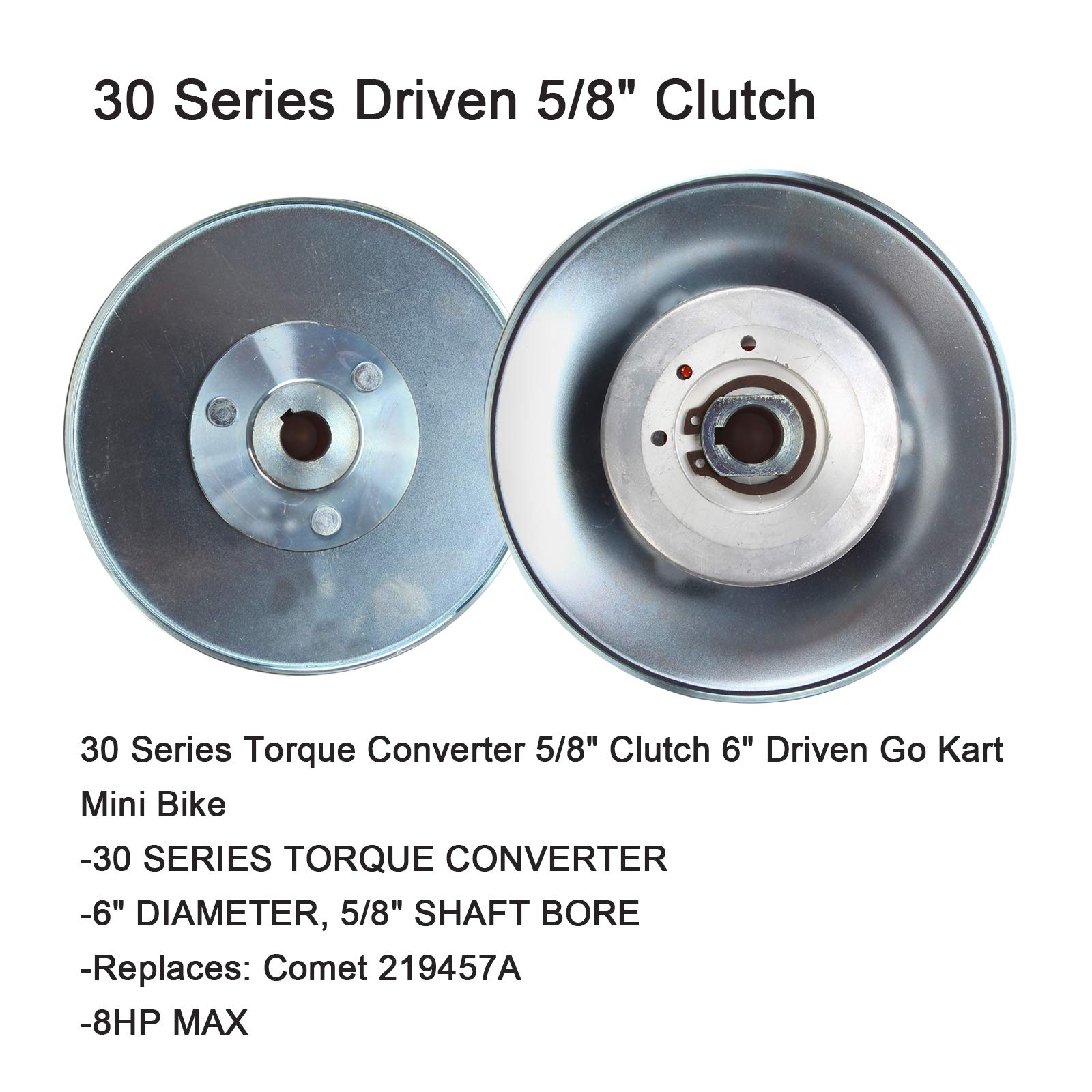30 Series Bore GO Kart CVT Torque Converter 3/4" Bore 6" Diameter Driven Asymmetric Go Kart Mini Bike + 5/8'' Driven Clutch Comet Kit + 725 Belt