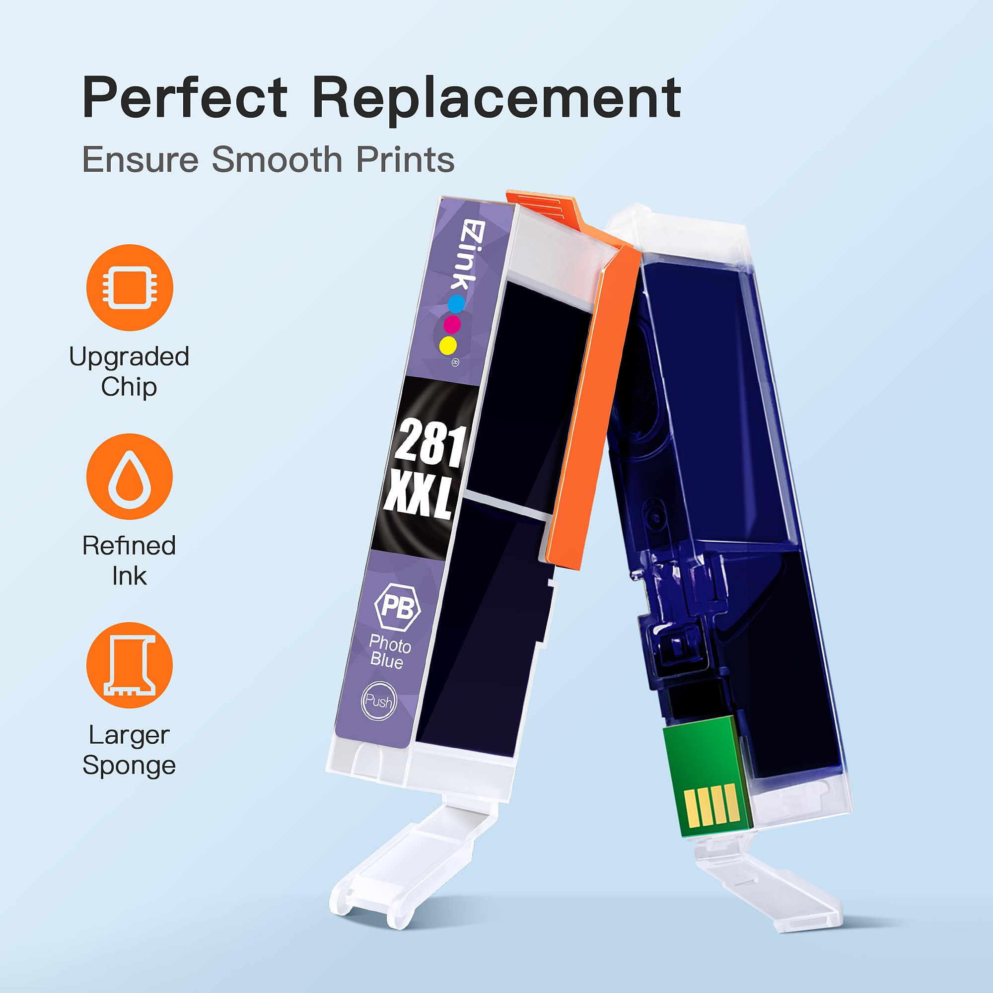 E-Z Ink (TM) Compatible Ink Cartridge Replacement for Canon CLI-281XXL CLI 281 XXL to use with PIXMA TS8320 TS8220 TS8120 TS9120(Photo Blue,3 Pack)