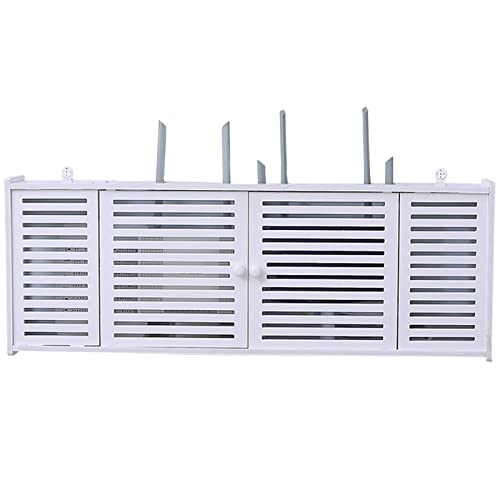 Floating Shelf,Living Room Wall-Mounted WiFi Storage Box, WiFi Storage Box Wall Decoration TV Lower Plug-in Shielding Box (Color : White-A, Size : 76x12x28cm)