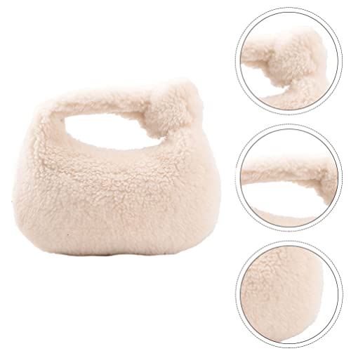 KESYOO Womens Plush Tote Bag Purse Girls Sundries Bag Winter knotted Dumpling Bag White
