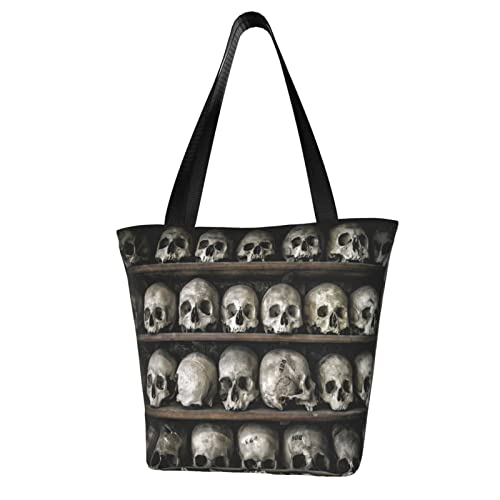 Skulls Head Bones Death Skull Women's Shoulder Handbag Portable Tote Bag Storage Handle Bag