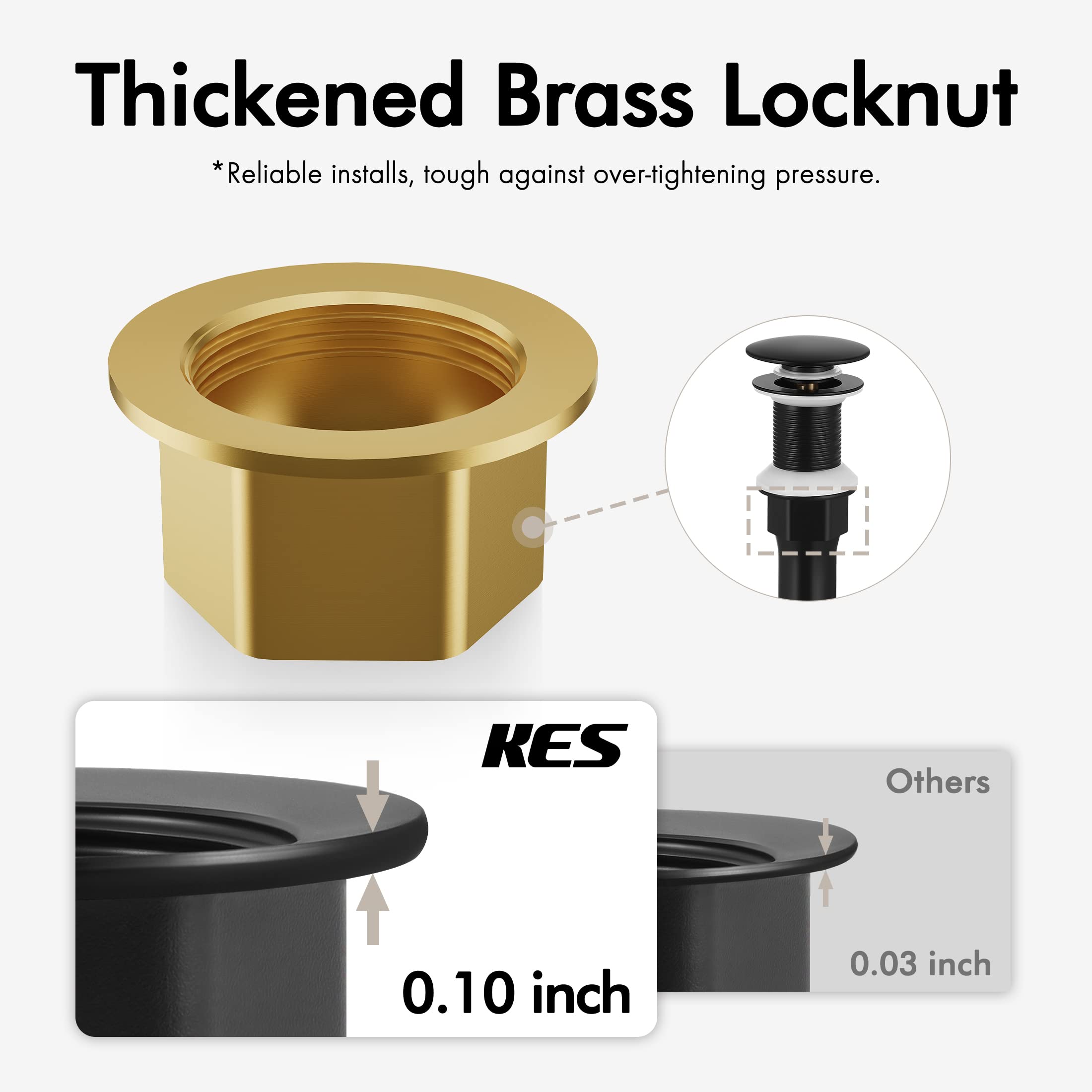 KES Black Pop Up Drain Stopper for Bathroom Sink, Sink Drain with Hair Catcher Without Overflow, 2 Pack, Matte Black, All Metal Rustproof 304 Stainless Steel, S2013D-BK-P2