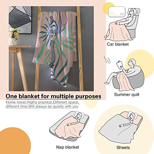 Palm Leaves Pink-Background Throw Blanket Ultra-Soft Comfortable Cartoon 50β X 40" Blankets Flannel Xmas Gifts Fits Couch Sofa Office Suitable for All Season