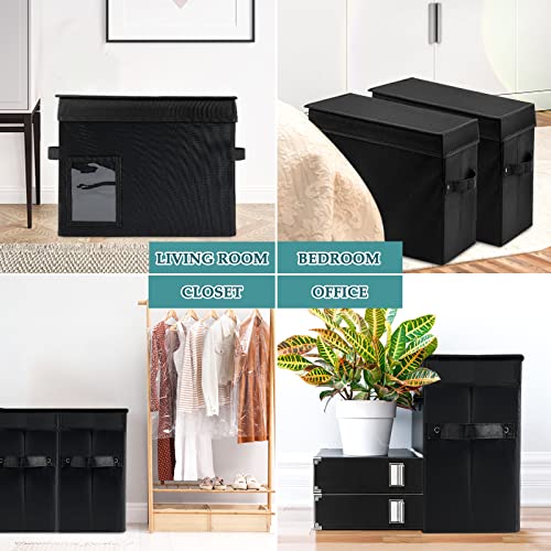 ZOOS Storage Bins with Lids and Handles, 2 Pack Large Collapsible Storage Bins for Clothes, Fabric Storage Boxes Organizer Containers with Cover for Home Bedroom Closet Office, 15.4x8.1x12.2in