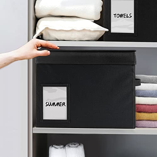 ZOOS Storage Bins with Lids and Handles, 2 Pack Large Collapsible Storage Bins for Clothes, Fabric Storage Boxes Organizer Containers with Cover for Home Bedroom Closet Office, 15.4x8.1x12.2in