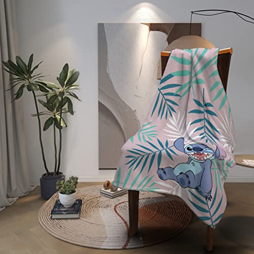 Palm Leaves Pink-Background Throw Blanket Ultra-Soft Comfortable Cartoon 50β X 40" Blankets Flannel Xmas Gifts Fits Couch Sofa Office Suitable for All Season