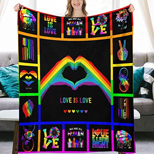 LGBT Blanket Gay Pride Throw Rainbow LGBT Colorful Flannel Soft Warm Blankets Lightweight Fuzzy Plush for Men Women LGBT Gifts 40"x50"