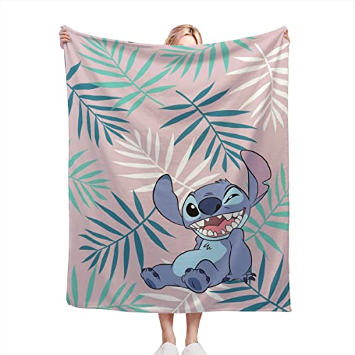 Palm Leaves Pink-Background Throw Blanket Ultra-Soft Comfortable Cartoon 50β X 40" Blankets Flannel Xmas Gifts Fits Couch Sofa Office Suitable for All Season