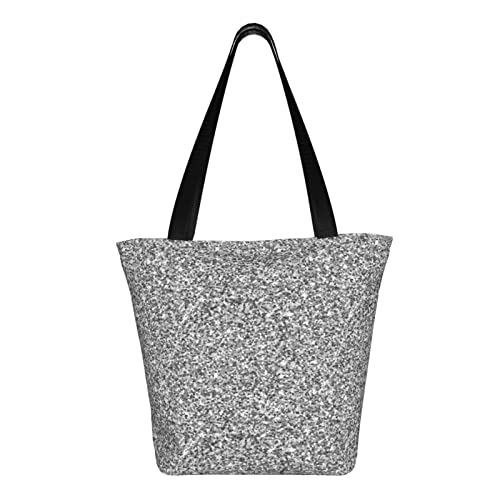 Silver Glitter Women's Shoulder Handbag Beach Tote Bag Storage Handle Bag