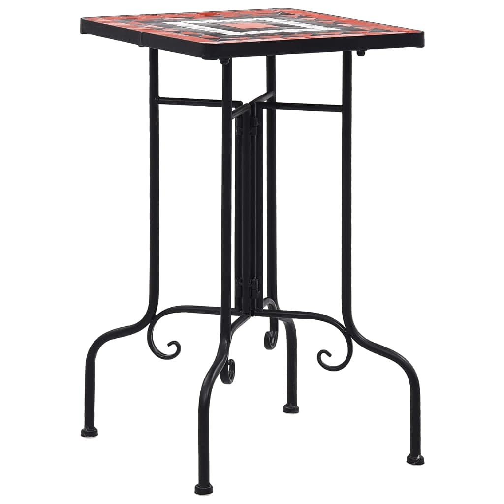 vidaXL Mosaic Outdoor Side Table - Durable Iron and Ceramic Construction, Elegant Curved Legs - Ideal for Garden, Balcony, Terrace - Also Serves as Flower Plant Stand - Brown Terracotta and White