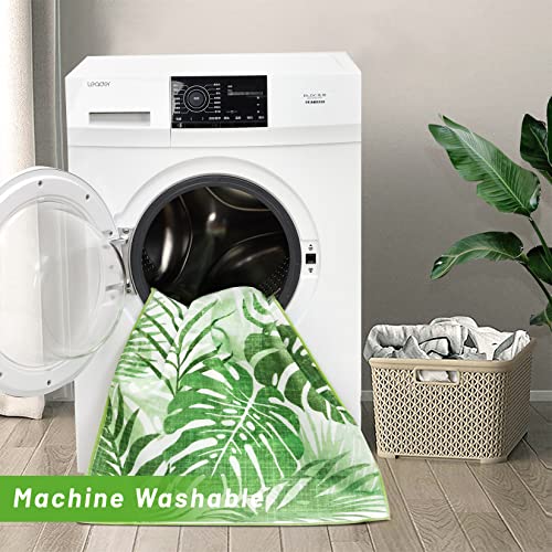 RUGSREAL 5x7 Area Rug for Living Room Low Profile Palm Tree Leaf Area Rug Large Throw Carpet Indoor Machine Washable Rug for Bedroom Kitchen Patio Home Decor, 5' x 7' Green