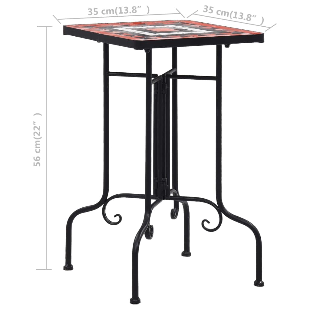 vidaXL Mosaic Outdoor Side Table - Durable Iron and Ceramic Construction, Elegant Curved Legs - Ideal for Garden, Balcony, Terrace - Also Serves as Flower Plant Stand - Brown Terracotta and White
