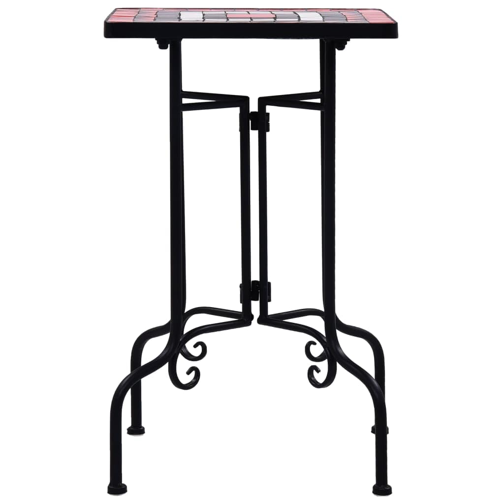 vidaXL Mosaic Outdoor Side Table - Durable Iron and Ceramic Construction, Elegant Curved Legs - Ideal for Garden, Balcony, Terrace - Also Serves as Flower Plant Stand - Brown Terracotta and White