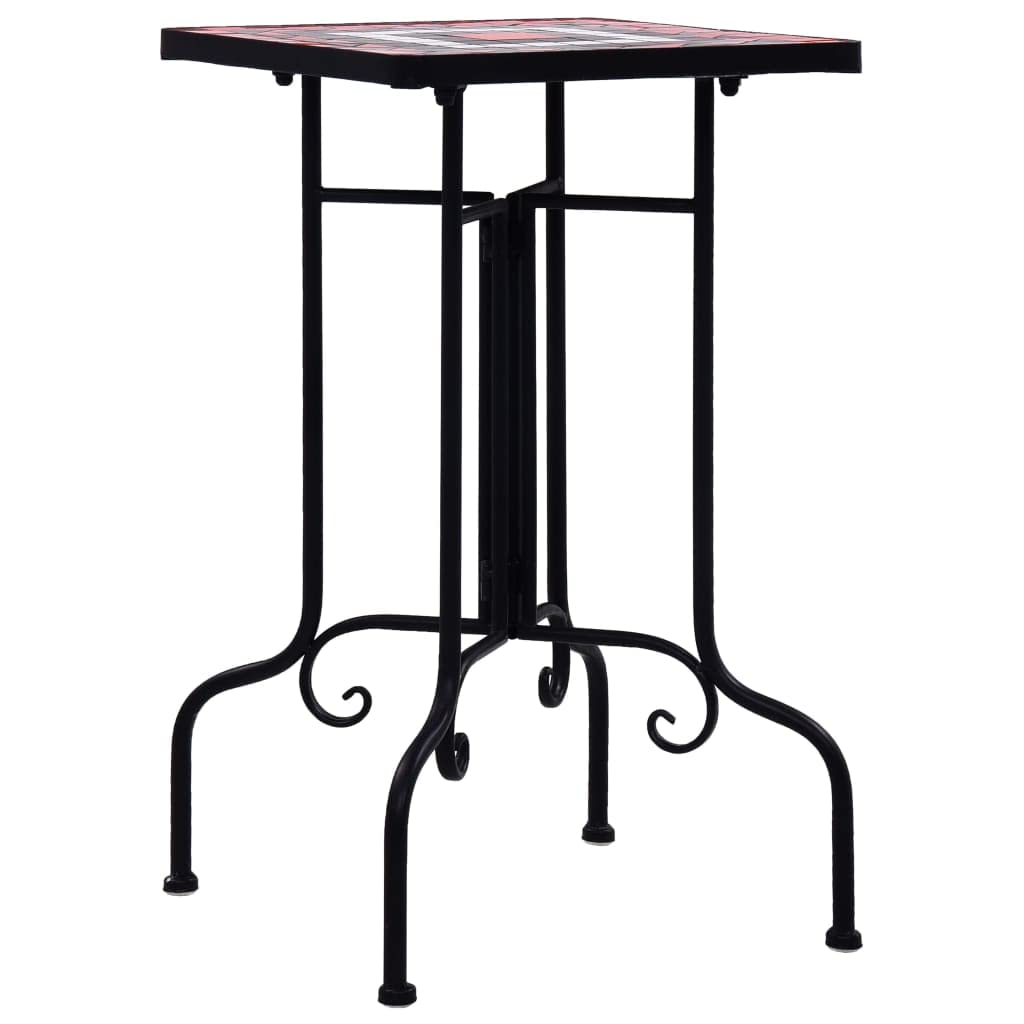 vidaXL Mosaic Outdoor Side Table - Durable Iron and Ceramic Construction, Elegant Curved Legs - Ideal for Garden, Balcony, Terrace - Also Serves as Flower Plant Stand - Brown Terracotta and White