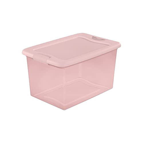 EECPT 6pc 64 Qt. Latching Box Plastic, Blush Pink Tint