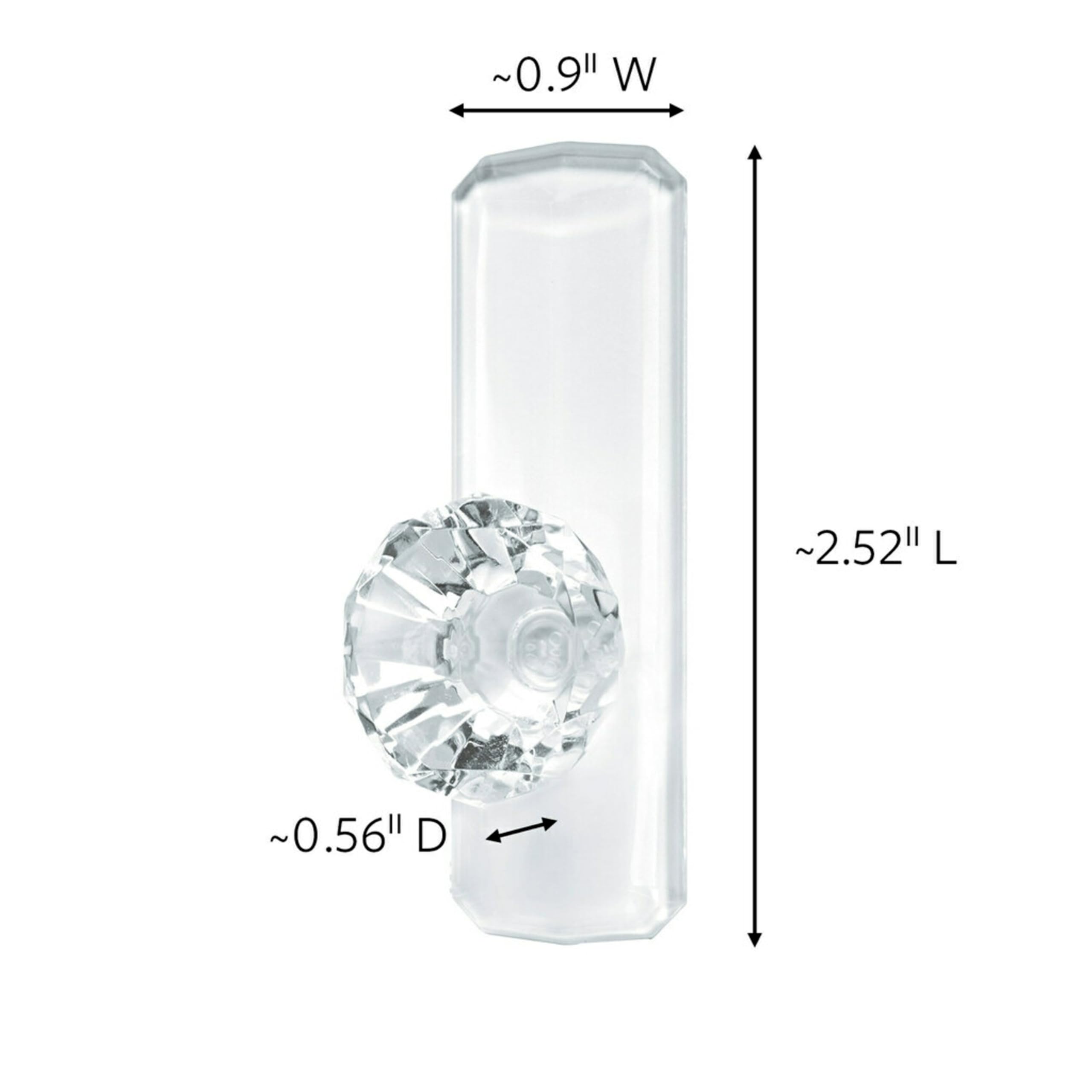 Command 17095CLR-ES Crystal Hook, Medium, 0, 2 Count