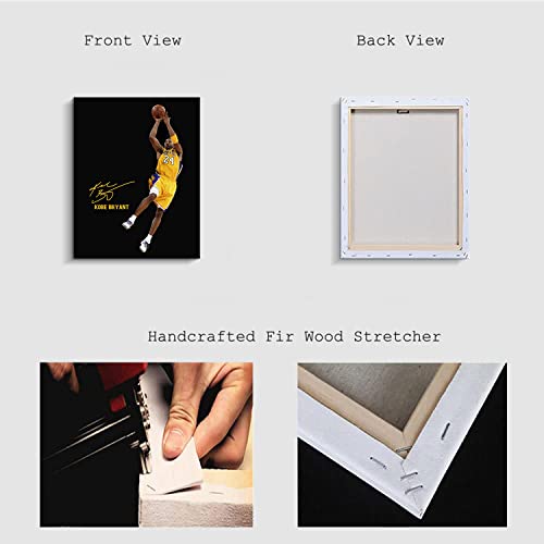 Kas Home 2 Pieces Mamba Mentality Wall Decor Kobe Bryant Poster Inspirational Wall Art Canvas Print Quotes Motivational Hanging Decoration Basketball Player Framed Artwork for Gym Office Boys Teens Room Wall Decor (Black - Mamba, 12 x 15 inch + 8.6 x 11 i