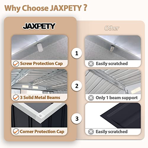 JAXPETY 8 x 8 FT Outdoor Storage Shed Metal Garden Sheds & Outdoor Storage with Sliding Doors for Backyard, Patio, Lawn (Gray, 8'x8')