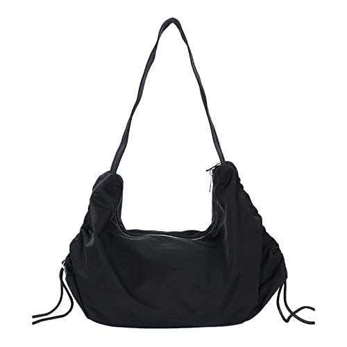 Large Capacity Nylon Shoulder Bag for Women and Men Vintage Solid Soft Tote Shoulder Bag Harajuku Streetwear