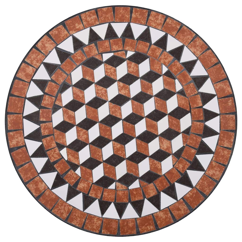 PSFANMZX Mosaic Bistro Table,Outdoor Coffee Table,Small Plant Table,Apartment Gardening Balcony,Porch Side Table,for Patio, Backyard,Pool, Brown 23.6" Ceramic