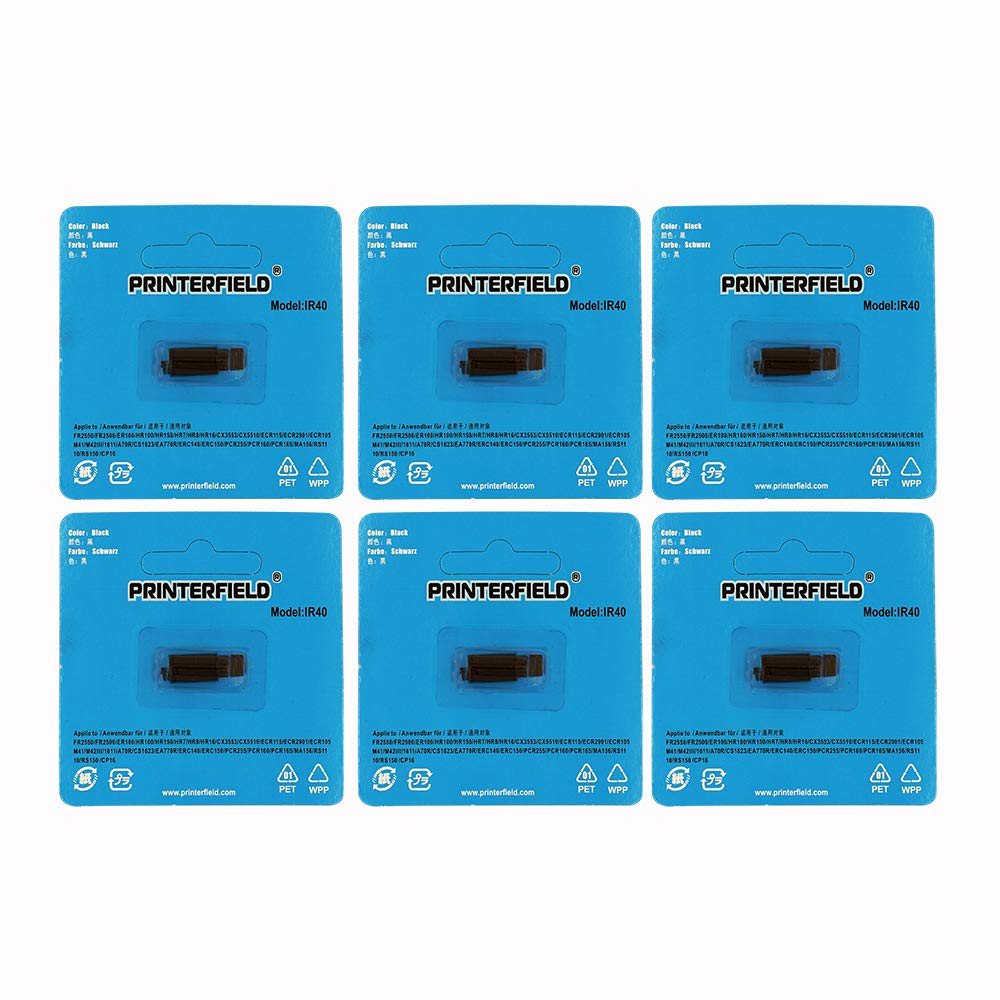 Printerfield IR-40 (6 Pack) Compatible Calculator Printer Ribbon Ink Roller - Black
