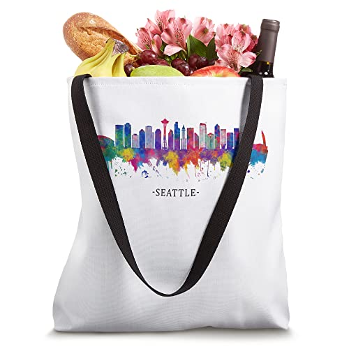 City Watercolor Skyline Home State Souvenir Seattle Tote Bag