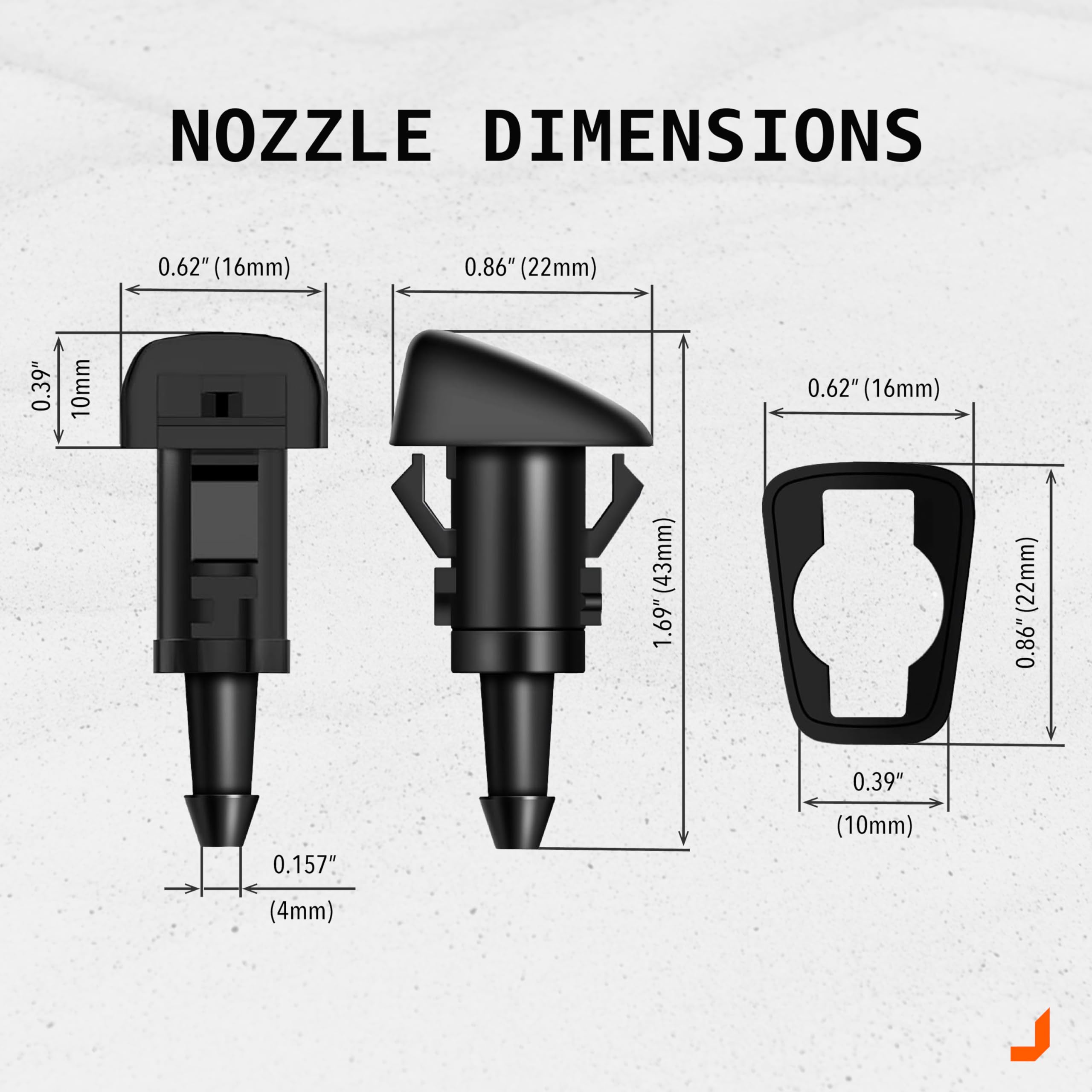 Click&Fit Windshield Washer Nozzles compatible with 05-10 Jeep Grand Cherokee, 08-15 Patriot, 07-10 Compass Caliber, 07-16 RAM 1500 2500 3500, Chrysler 300 β Wiper washer sprayers replacement