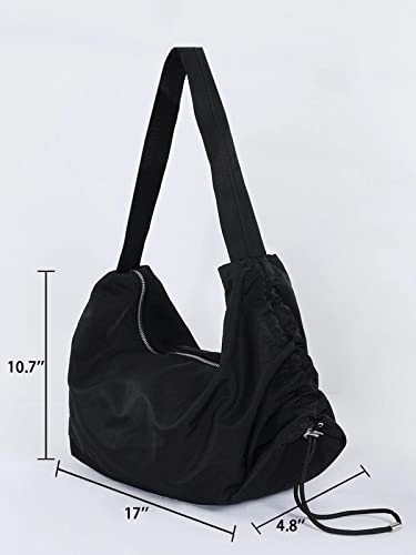 Large Capacity Nylon Shoulder Bag for Women and Men Vintage Solid Soft Tote Shoulder Bag Harajuku Streetwear