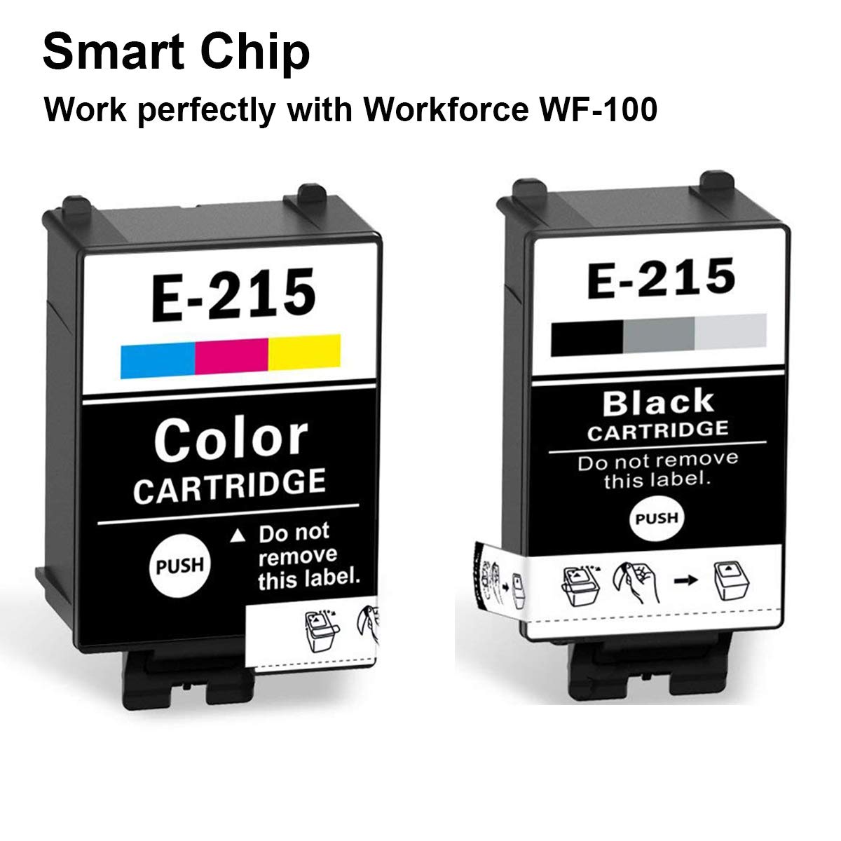 VividInk 215 Ink Cartridges T215 Remanufactured for WF-100 wf100 Printer, Pigment, 5-Pack: 3 Black, 2 Color