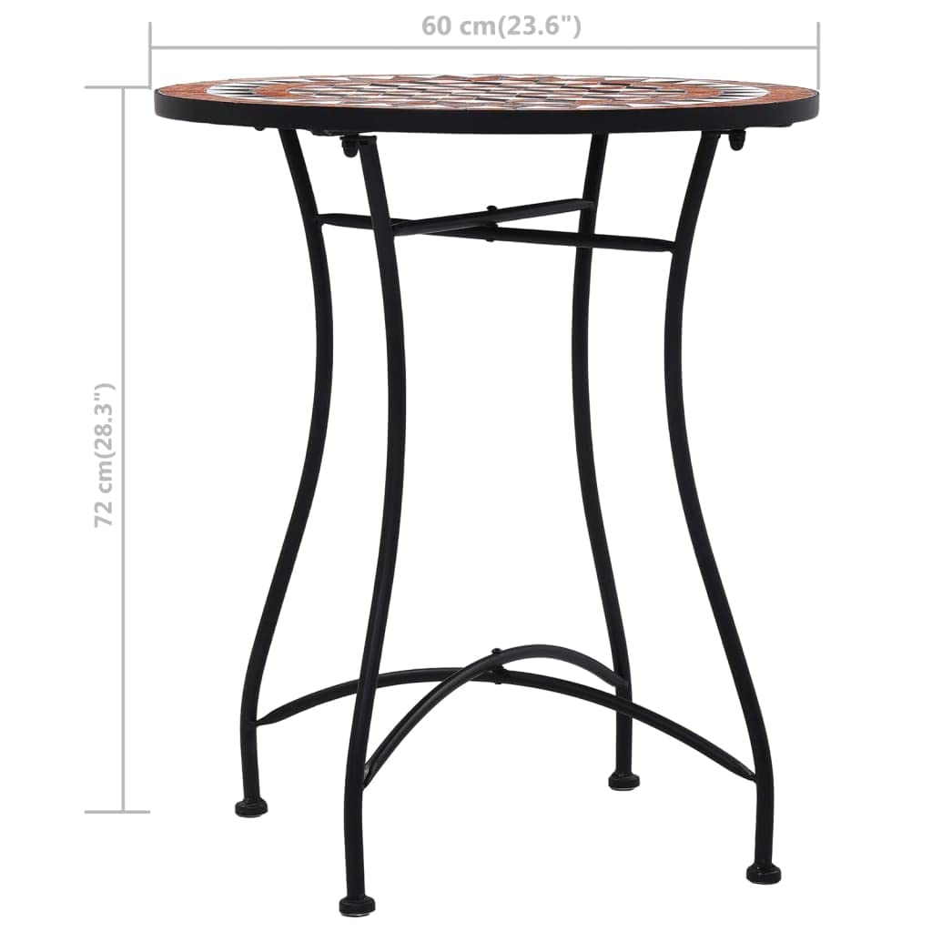 PSFANMZX Mosaic Bistro Table,Outdoor Coffee Table,Small Plant Table,Apartment Gardening Balcony,Porch Side Table,for Patio, Backyard,Pool, Brown 23.6" Ceramic
