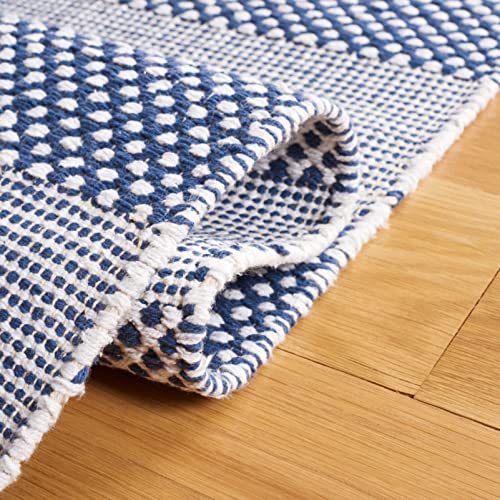 Safavieh Striped Kilim Collection 6' x 9' Ivory/Blue STK802M Flat Weave Cotton Area Rug
