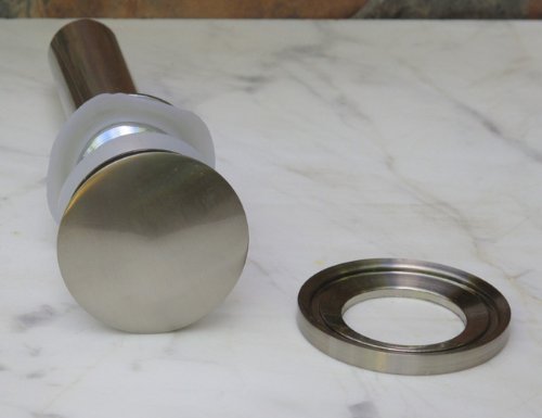 Brushed Nickel Pop-up Drain and mounting ring (Without Overflow) for Vessel Sinks