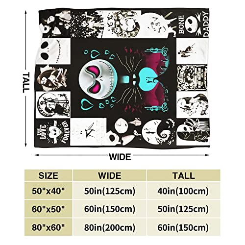 WCZARE Christmas Jack Blanket, Flannel Throw 3D Printed Blankets Ultra Soft Light Comfortable Bedding for Sofa Room All Season 1-50"x40"