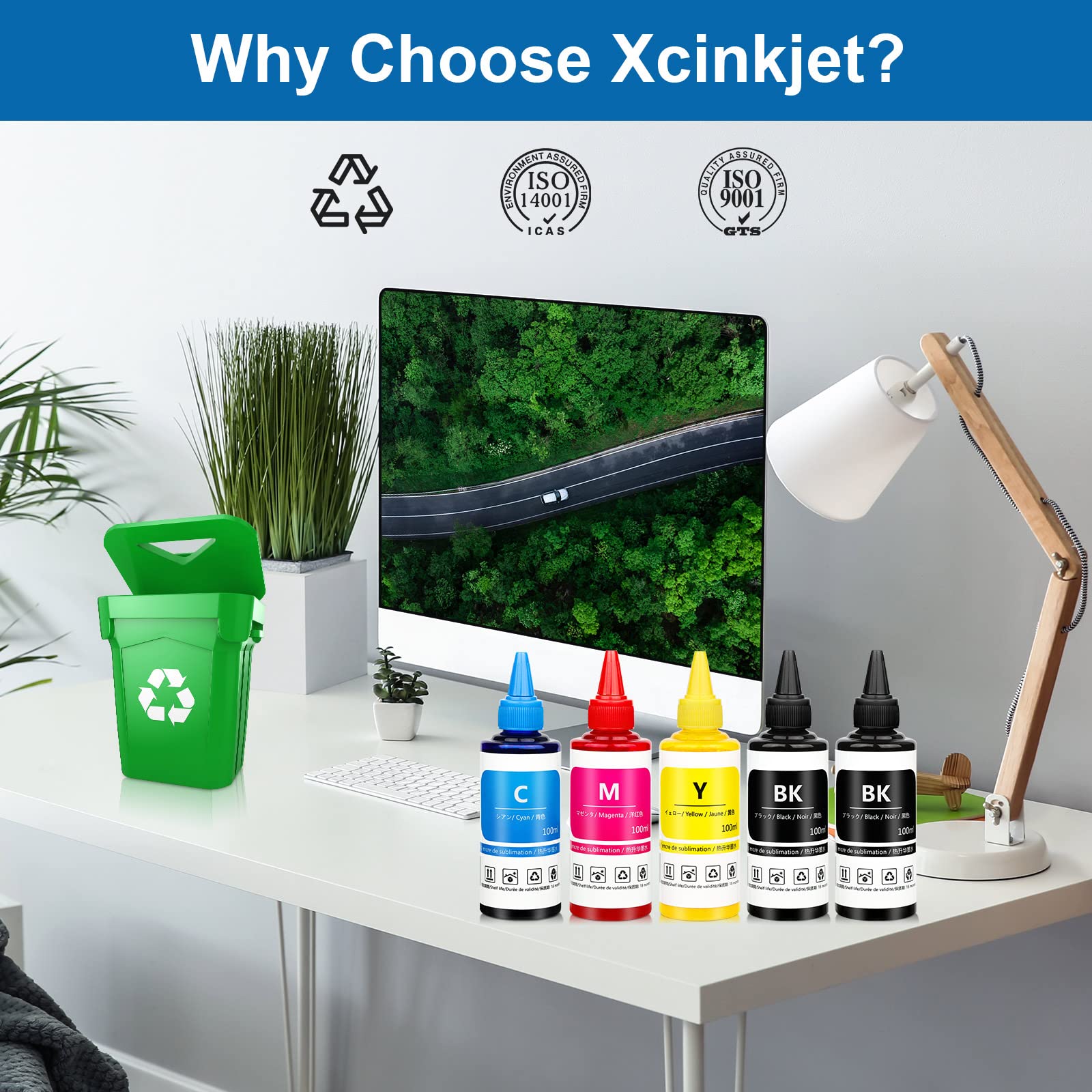 Xcinkjet Sublimation Ink Refilled for Epson C88 C88+ WF7720 ET2720 WF7710 ET2650 ET2750 WF2750 WF3620 Printer(1*Black 1*Cyan 1*Magenta 1*Yellow,4-Pack)