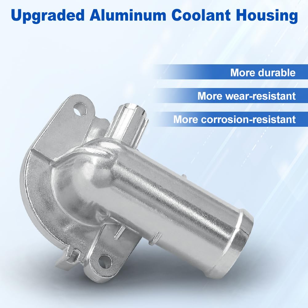 WMPHE Aluminium Engine Coolant Thermostat Housing Compatible with 2011-2019 Dodge Journey/Grand Caravan, 2011-2016 Chrysler Town & Country, 2011-2014 Dodge Avenger/VW Routan Replacement for 5184570AH
