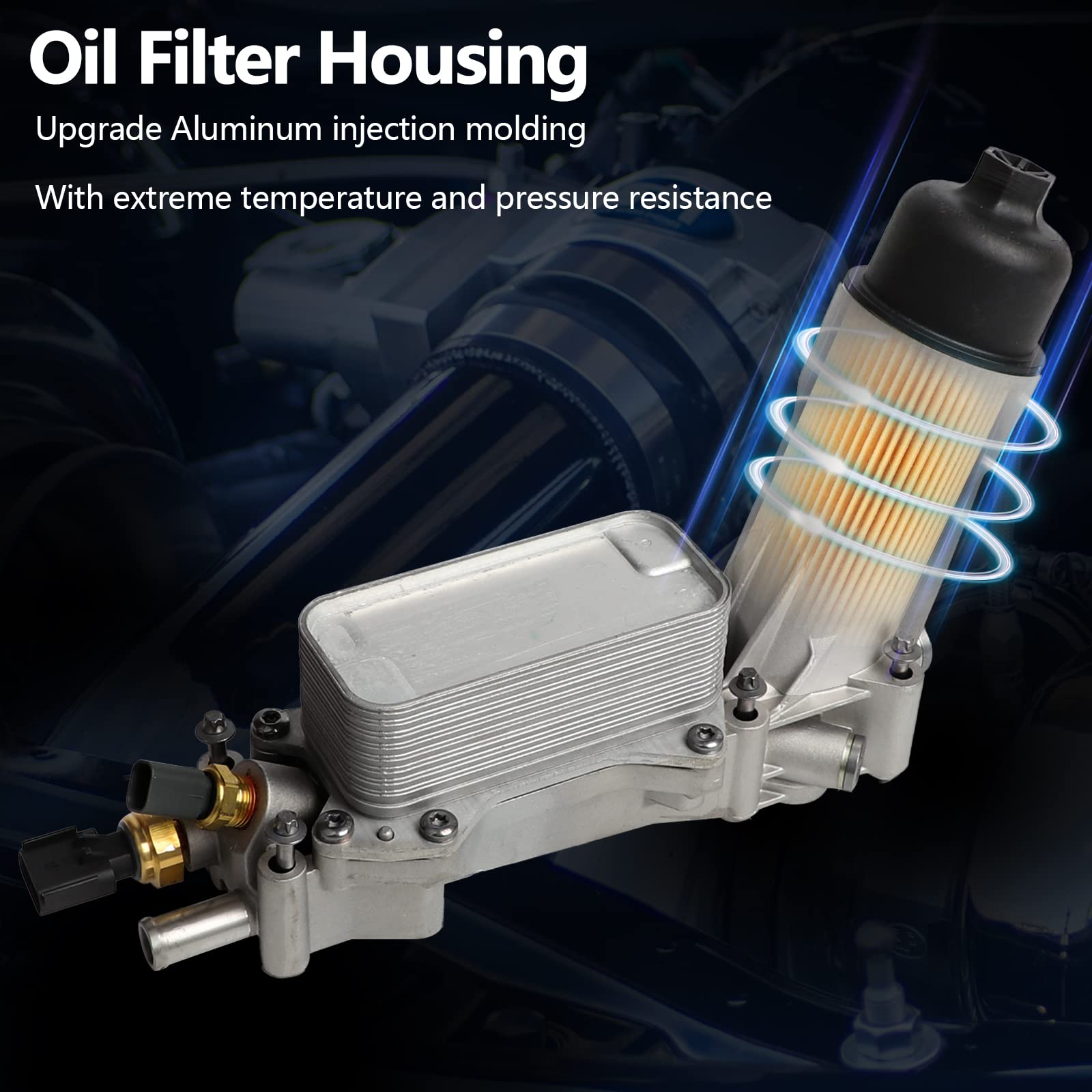 Aluminum Oil Filter Housing Engine Oil Cooler For 2011-2017 Dodge Charger Durango Challenger Journey Jeep Wrangler Cherokee Chrysler 200 300 Ram ProMaster 3.6L V6 for 926-876 926-959 68105583AF
