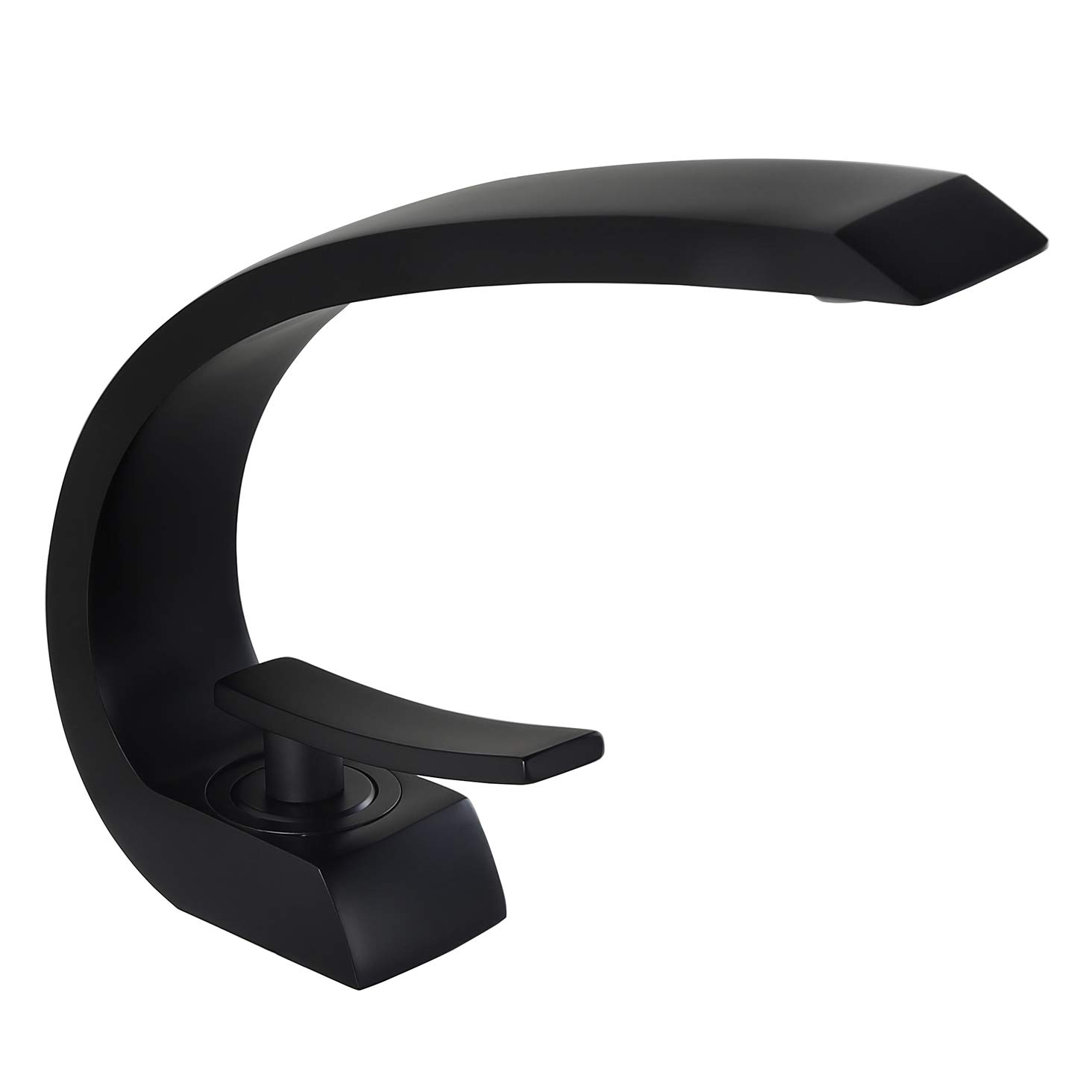 Homary Matte Black 1-Handle Sink Faucet for Bathroom with Pop Up Sink Drain Curved Spout Lavatory 1-Hole Deck Mount, Solid Brass